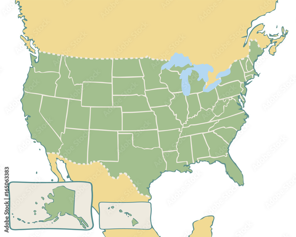 cartoon map of USA Stock Vector | Adobe Stock
