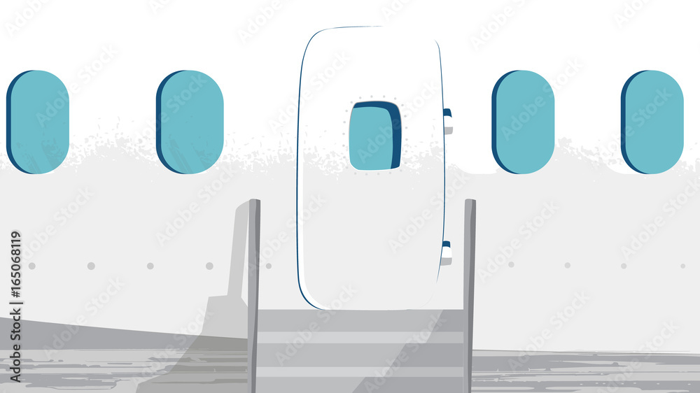 Airplane facade Vector. Door entrance and Windows. Section for projects ...