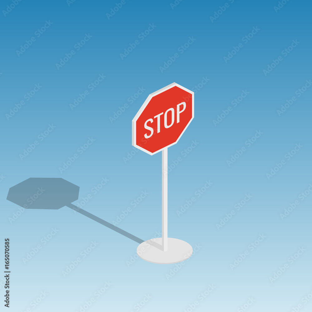 Road sign stop isometric vector illustration Stock Vector | Adobe Stock
