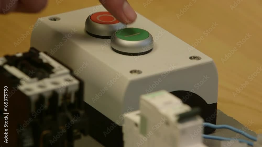 electricity swich of and on, fuses and power buton. Electric support of ...