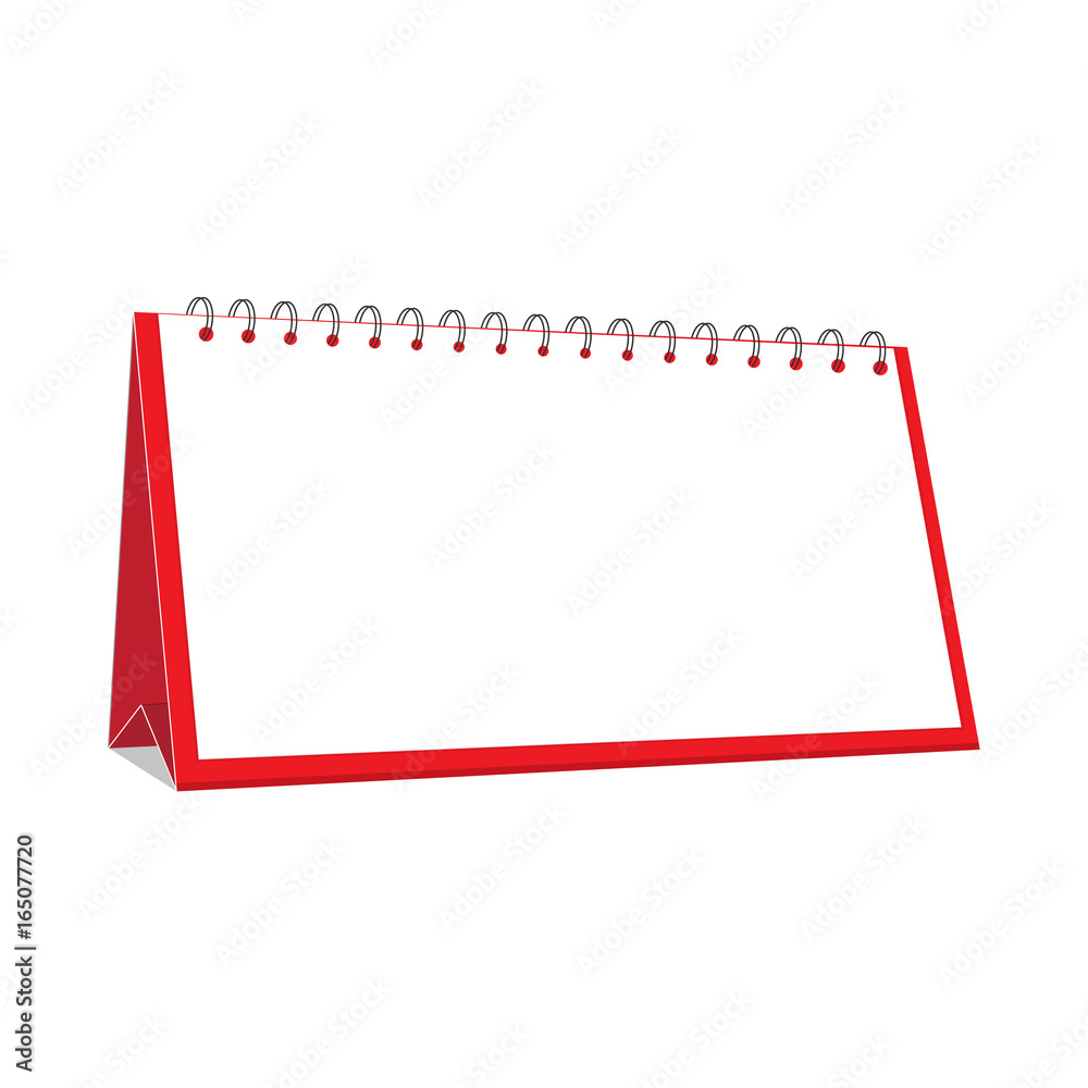 Red blank desktop calendar isolated on white background. Office ...