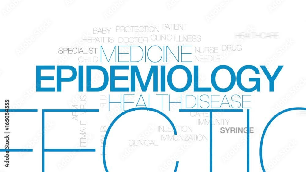 Epidemiology animated word cloud, text design animation. Kinetic ...