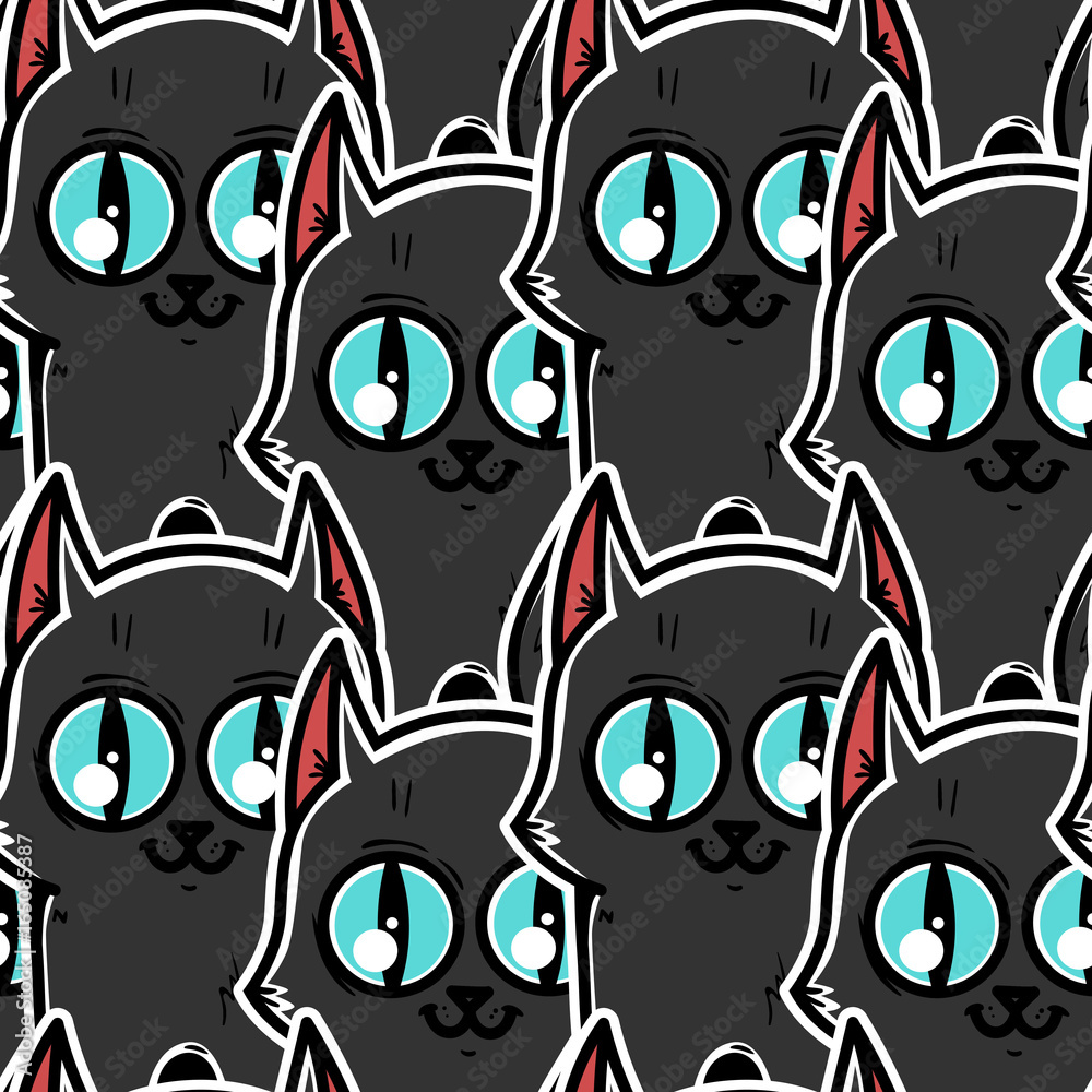 Seamless texture with cats. Crowd of gray cats. It can be used as ...