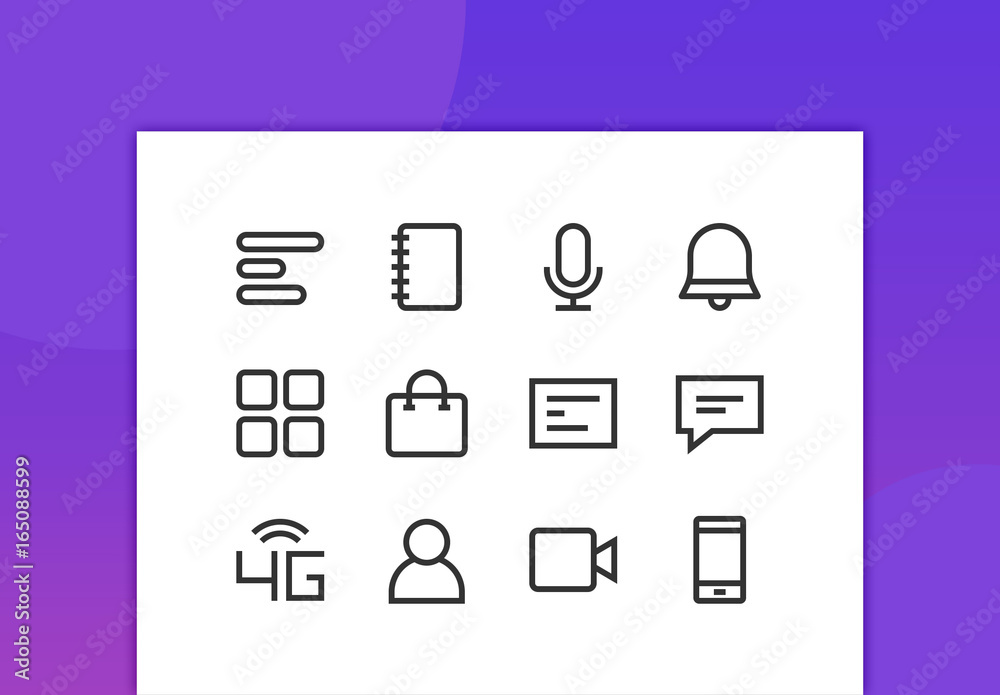 Phone Line Icons Stock Template | Adobe Stock