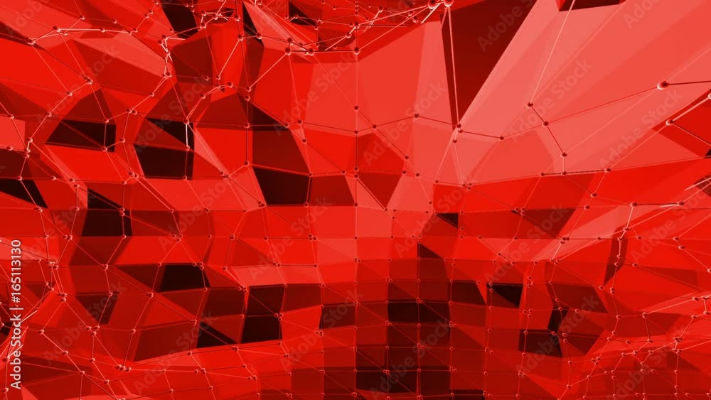 Cartoon modern 3D design. Abstract shining red low poly surface as ...