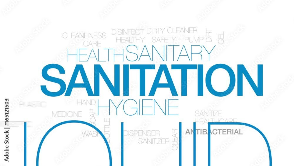 Sanitation animated word cloud, text design animation. Kinetic ...
