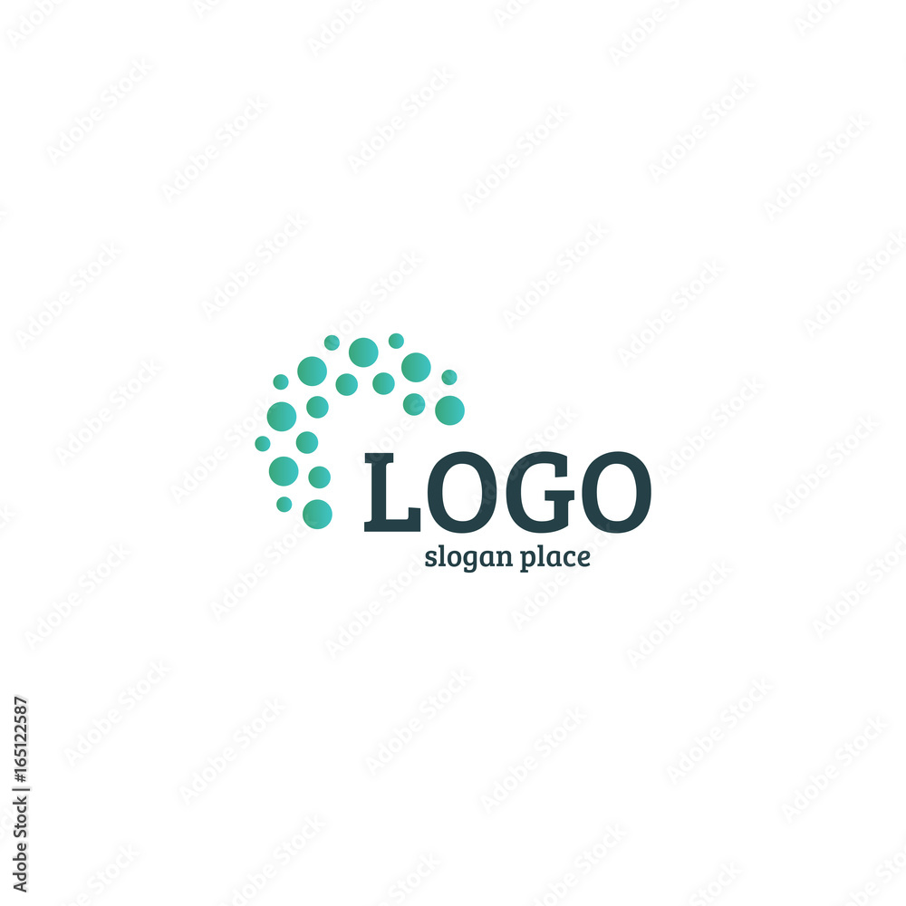 Abstract dotted vector logo template. Miscellaneous universal isolated ...
