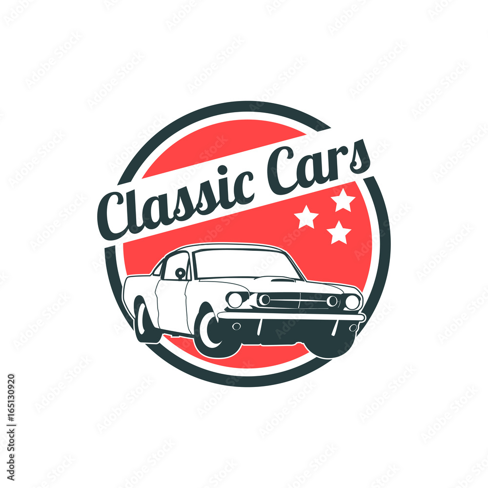 Classic muscle car emblems, high quality retro badge and vintage icon ...