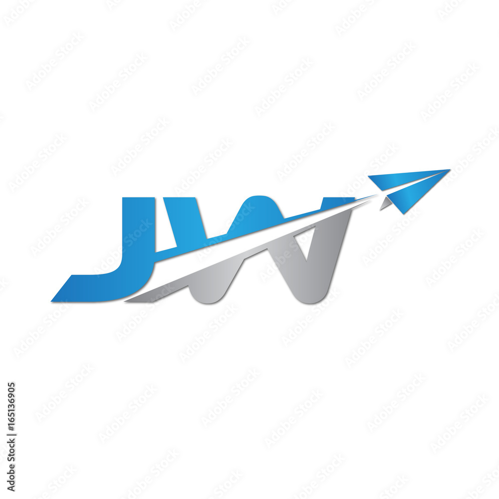initial letter JW logo origami paper plane Stock Vector | Adobe Stock