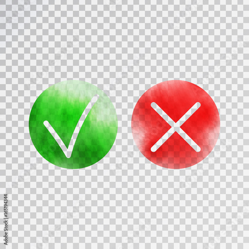 Vector isolated tick and cross check marks on the transparent ...