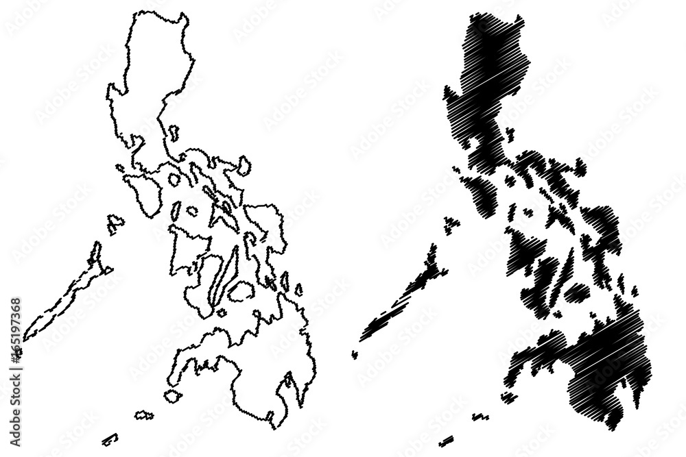 Philippines map vector illustration, scribble sketch Philippines Stock ...