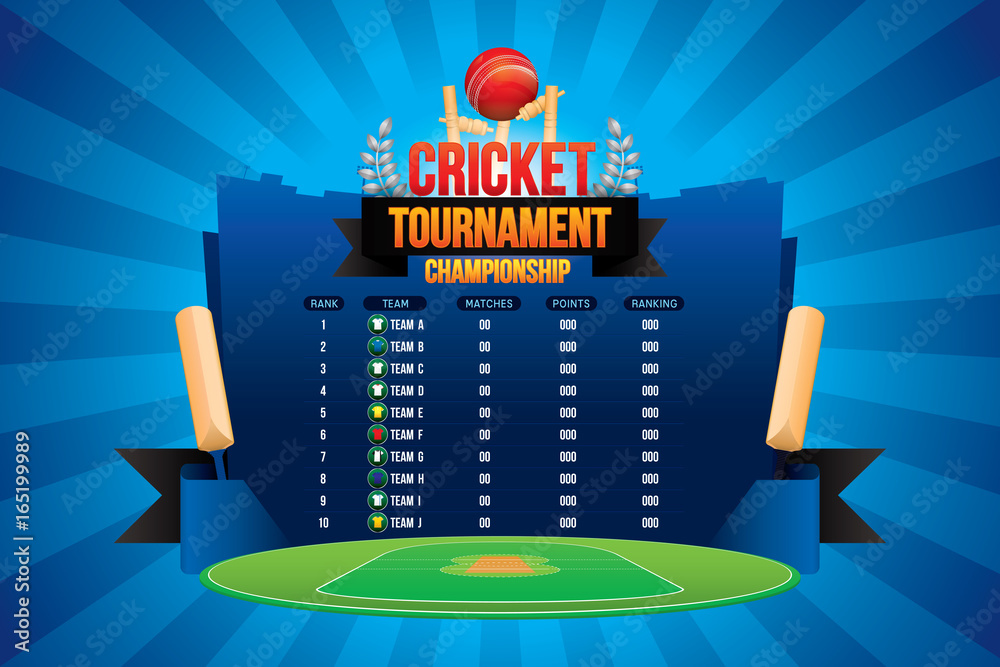 Vector of cricket championship badge design with team players and ...