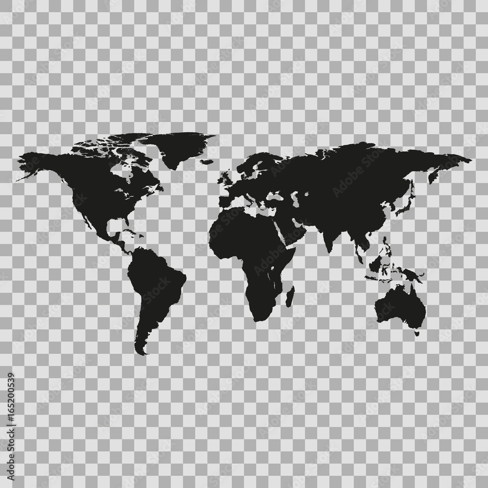 Blank Gray World map isolated on background. Worldmap Vector template ...