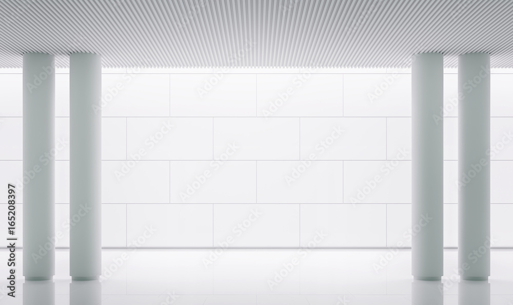 Empty white room modern space interior 3d rendering image.There is a ...