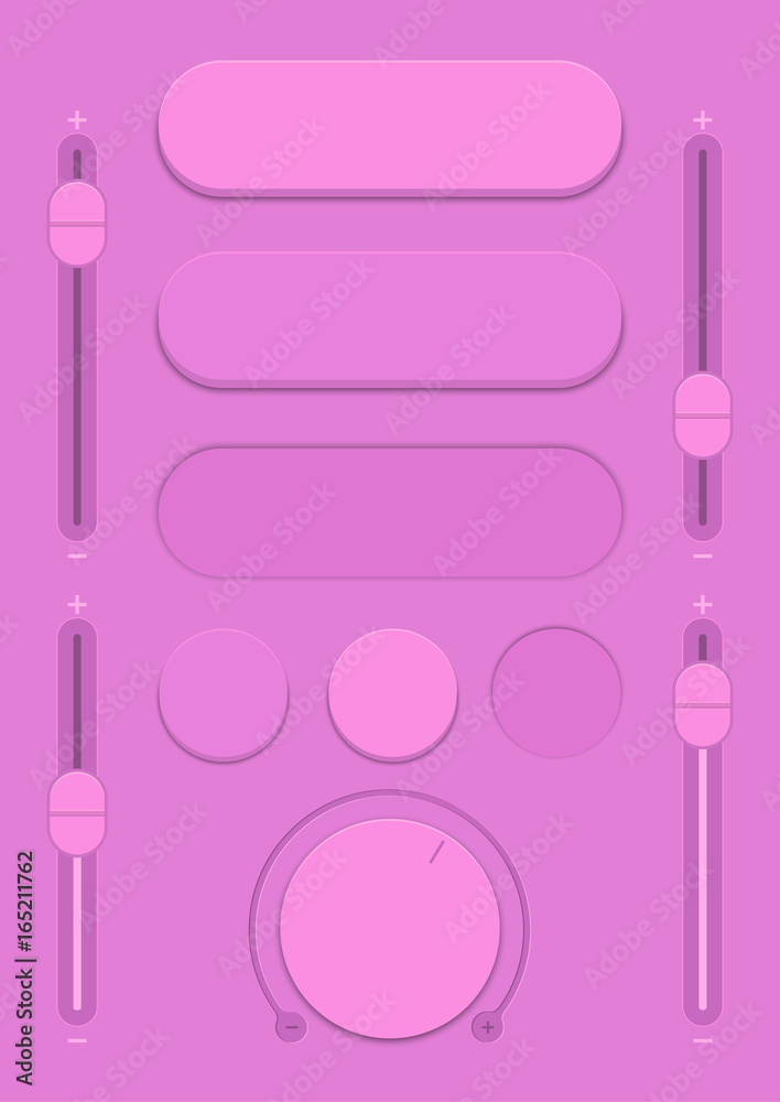 Control user interface. A set of buttons, sensors and sliders in retro ...