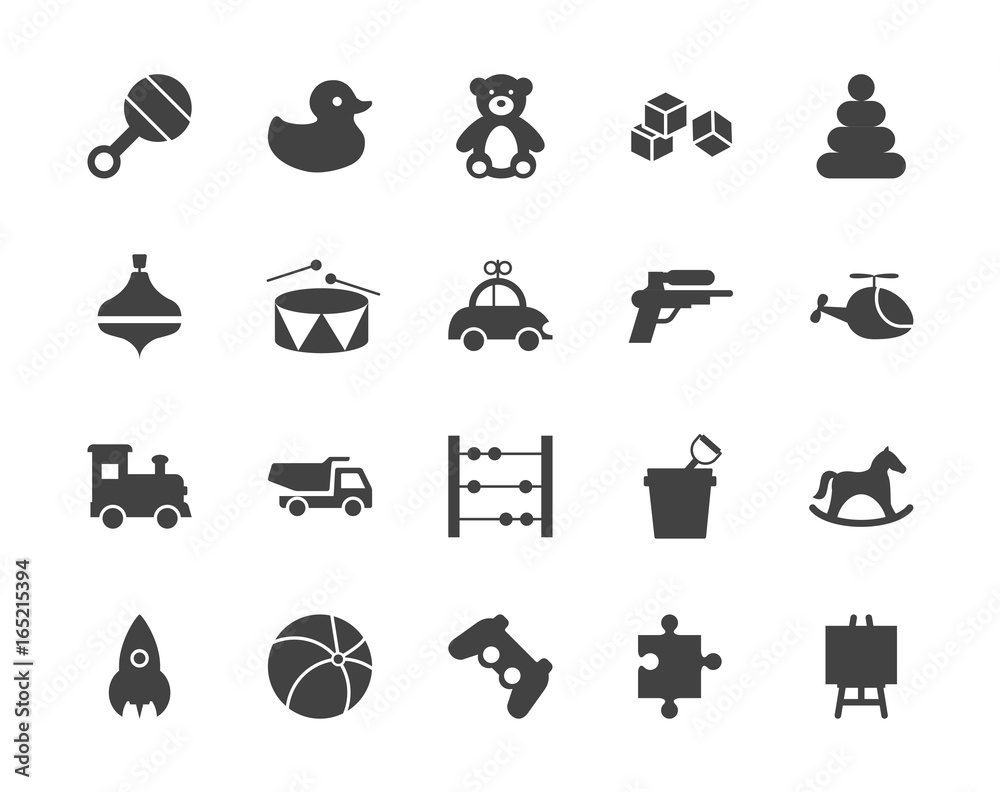 Toys silhouettes icons set Stock Vector | Adobe Stock