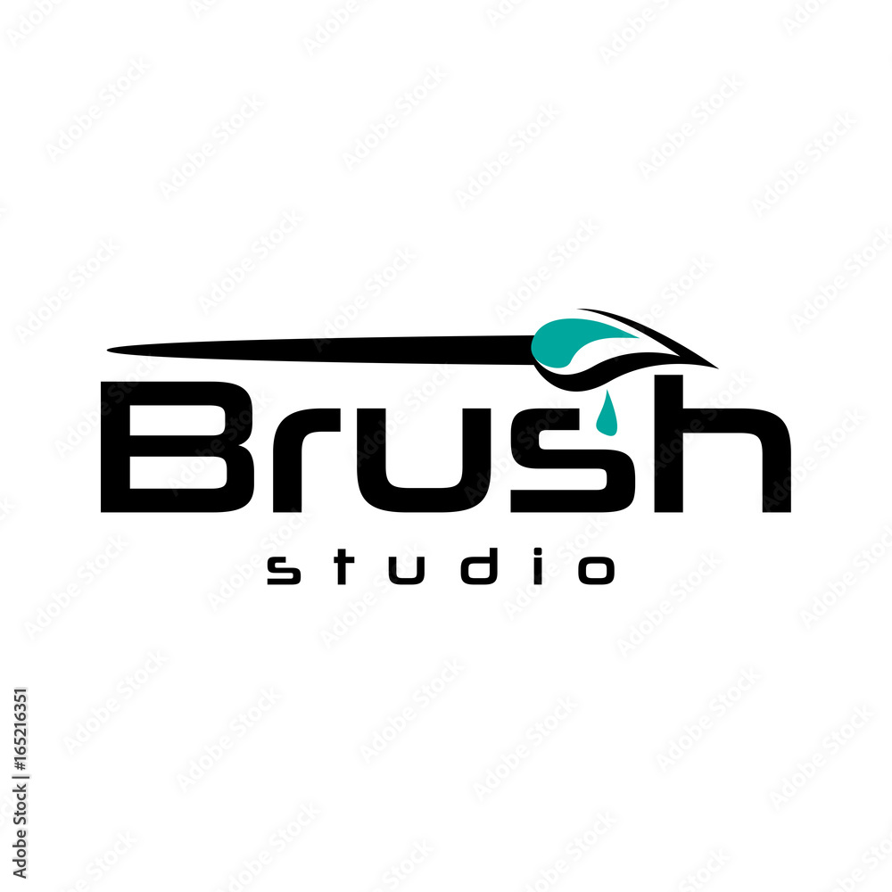 elegant brush logo design. isolated on white background. Stock Vector ...