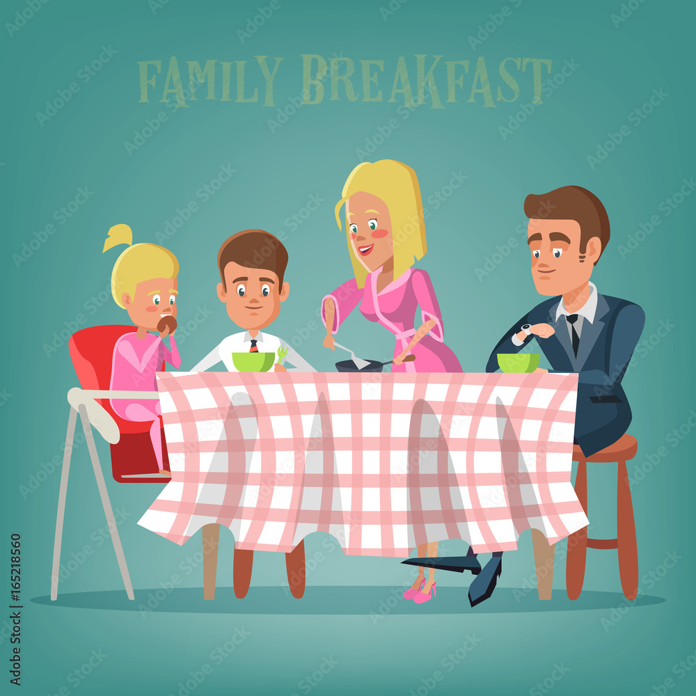 Family Breakfast Illustration