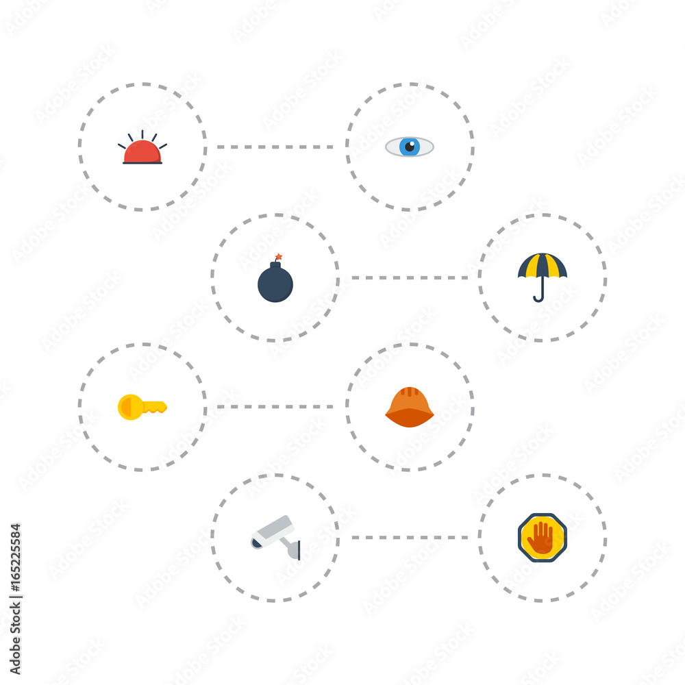 Flat Icons Clue, Forbidden, Hardhat And Other Vector Elements. Set Of ...