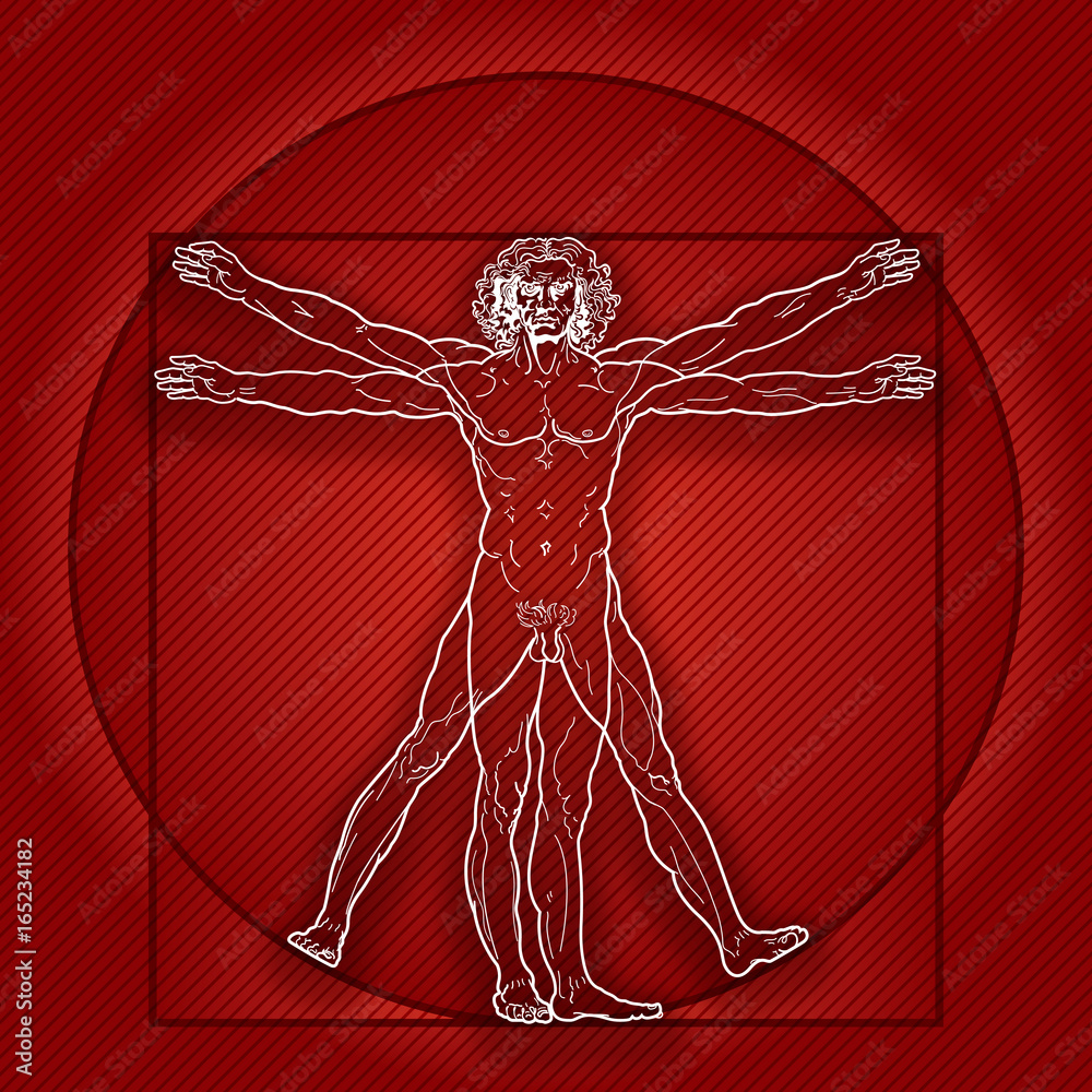 «HOMO VITRUVIANO». The Vitruvian man / Leonardo's man. Detailed drawing ...