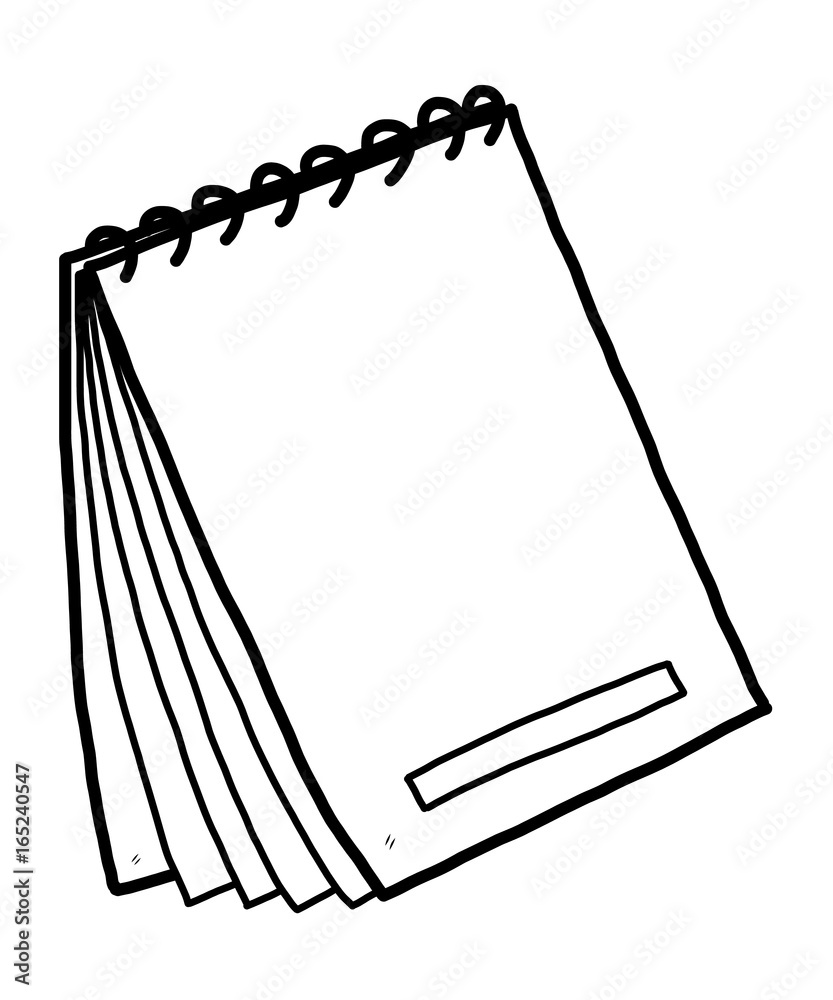 note book / cartoon vector and illustration, black and white, hand ...