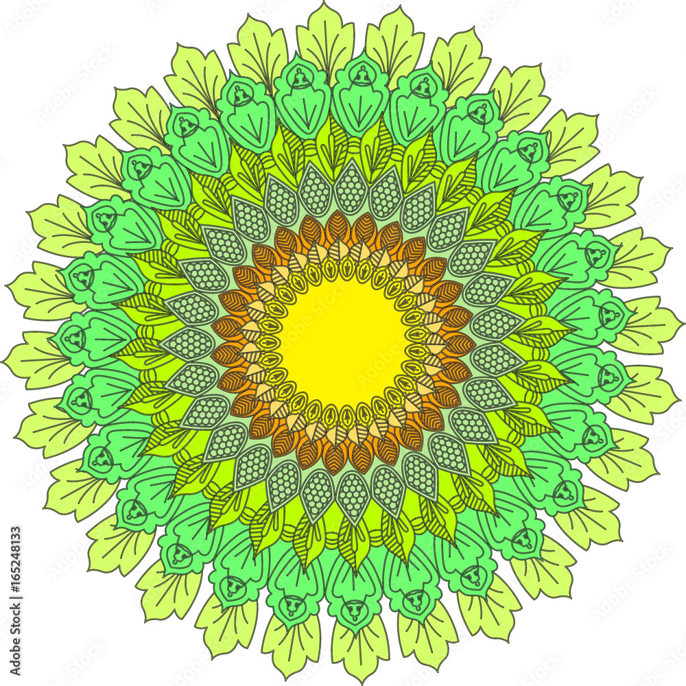 Flower Mandala. Vintage decorative elements. Oriental pattern, vector ...