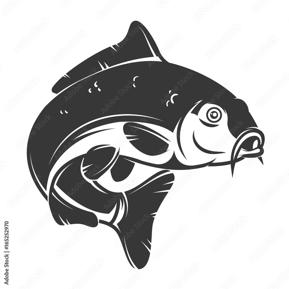 Carp fish isolated on white background. Design element for logo, emblem ...