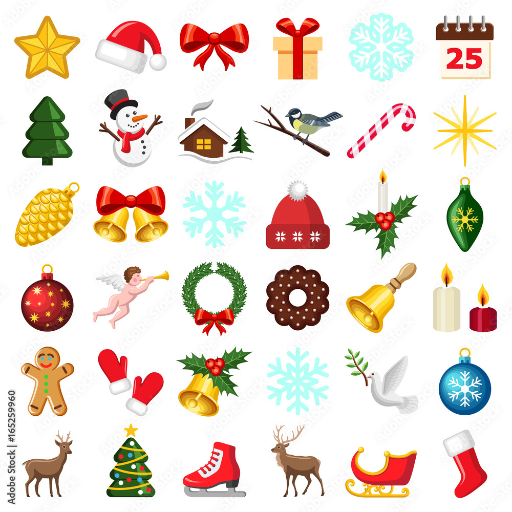 Christmas and winter icon collection - vector color illustration Stock ...