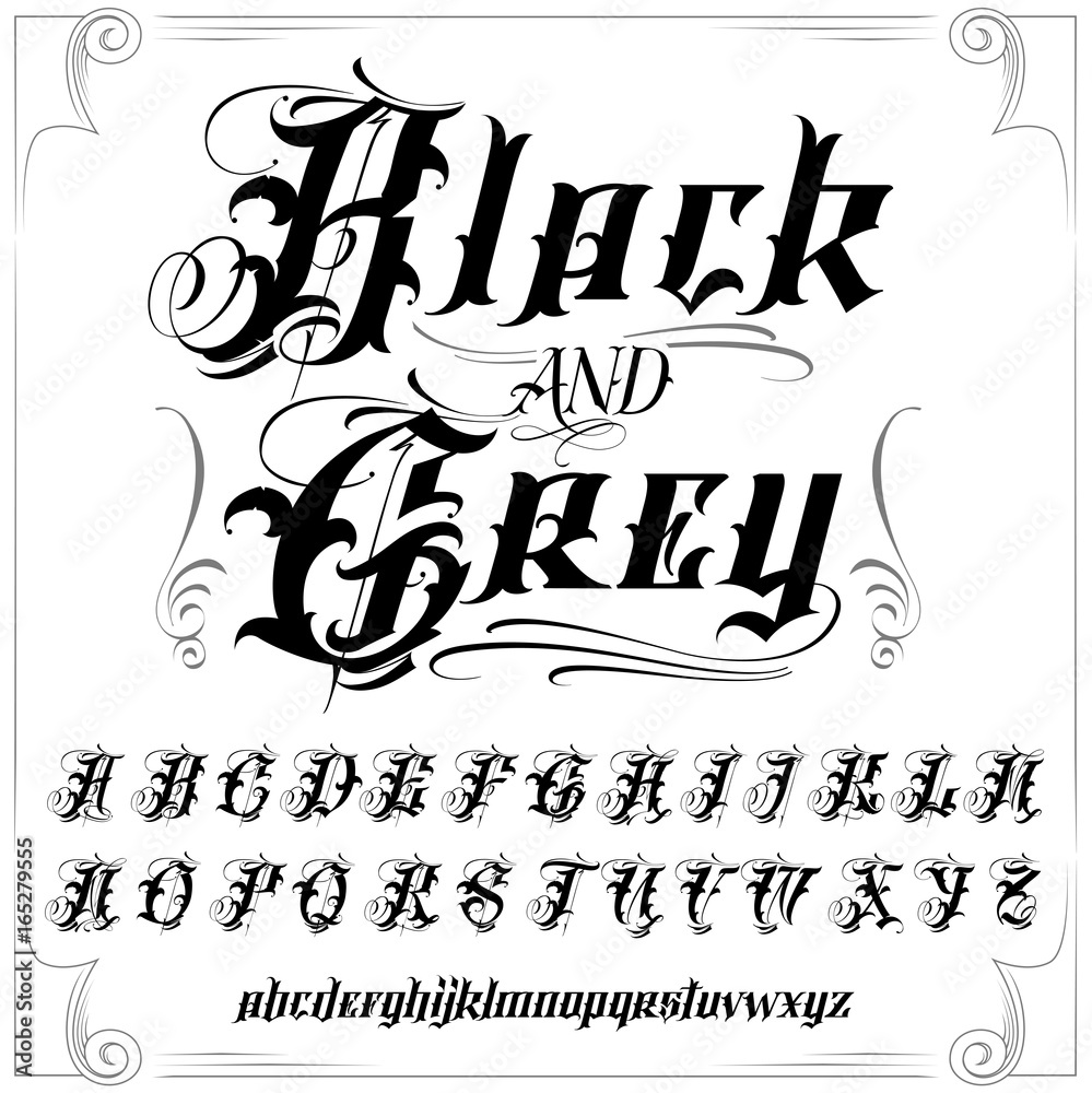 Grey Ink Tattoo Lettering