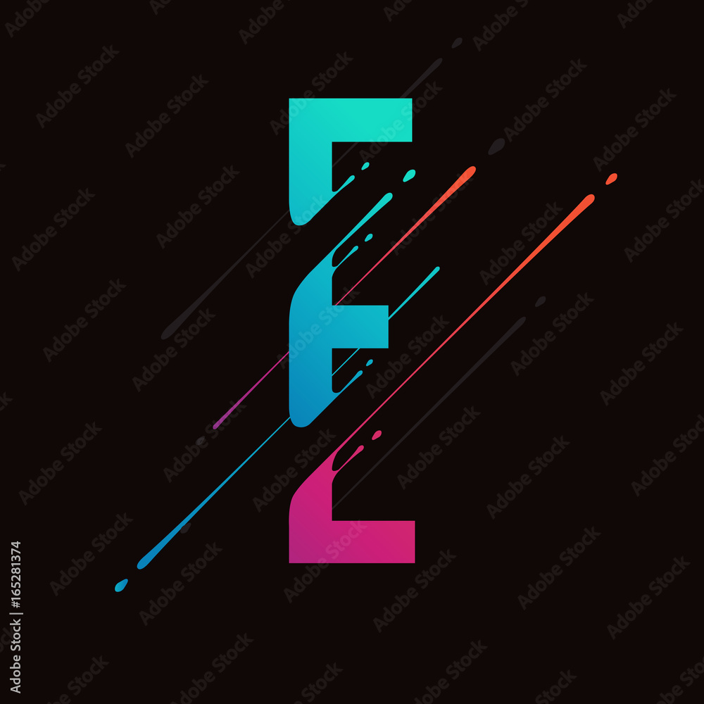 Modern abstract colorful alphabet. Dynamic liquid ink splashes letter ...