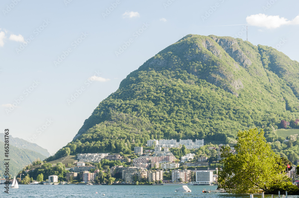 Lugano, Stadt, Altstadt, See, Lago di Lugano, Luganersee, San Salvatore ...