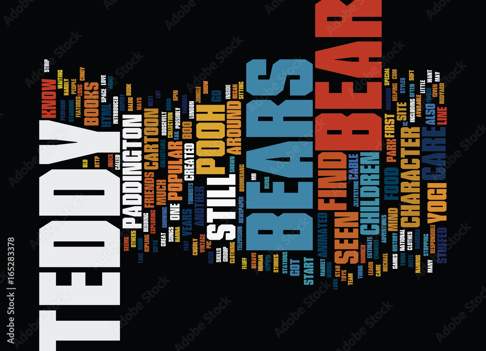 TEDDY BEARS OF CHARACTER Text Background Word Cloud Concept Stock ...