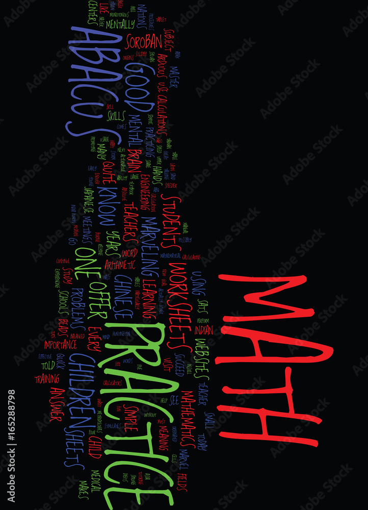 MENTAL MATH PRACTICE WORKSHEETS Text Background Word Cloud Concept ...