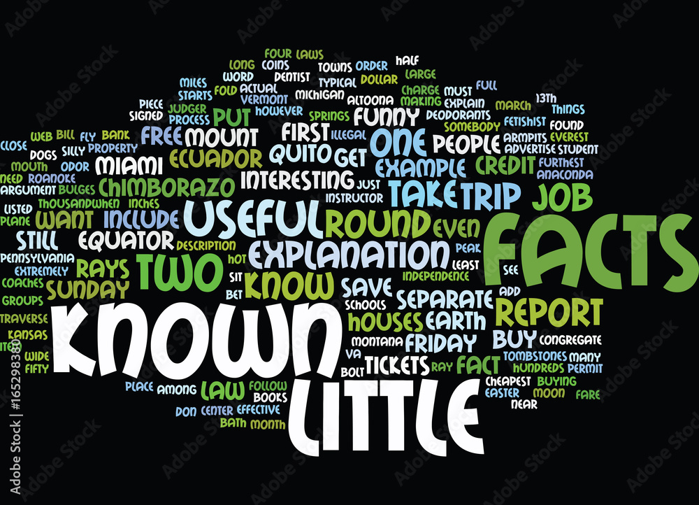LITTLE KNOWN FACTS Text Background Word Cloud Concept Stock Vector ...