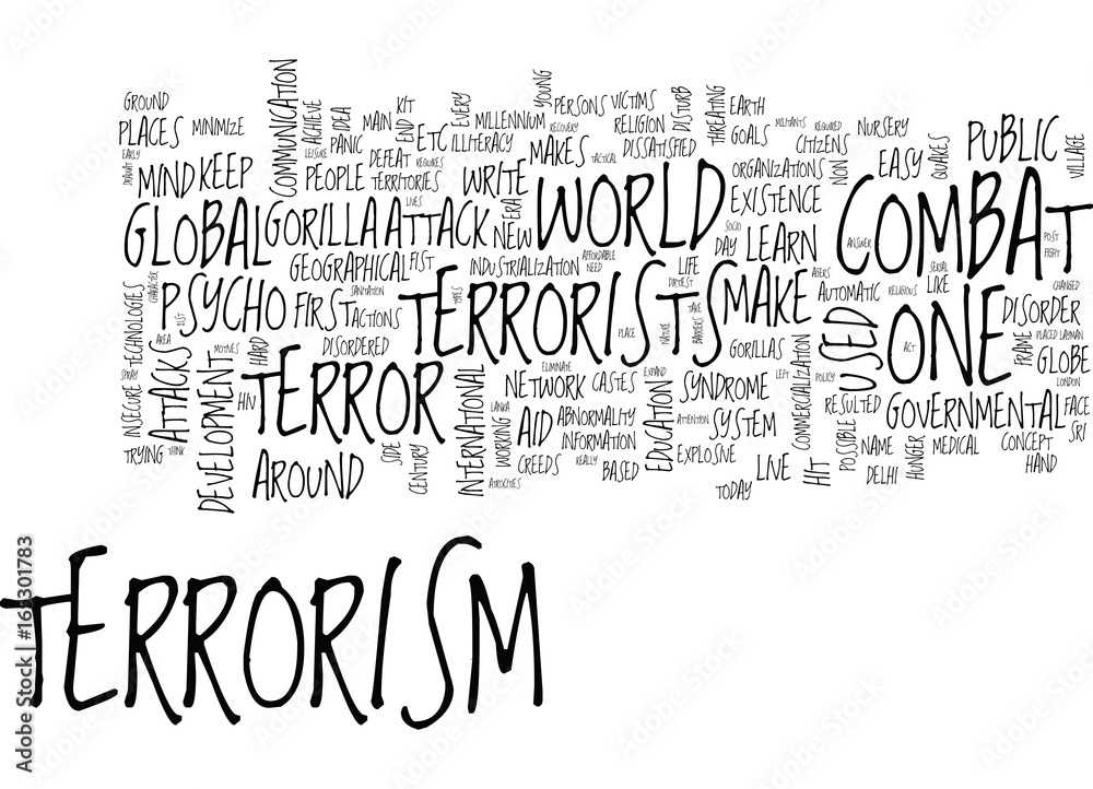 LET US LEARN TO LIVE WITH GORILLA TERRORISM Text Background Word Cloud ...