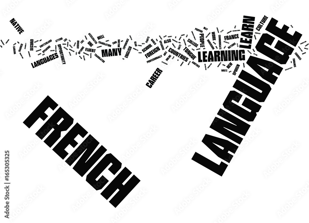 LEARN THE FRENCH LANGUAGE Text Background Word Cloud Concept Stock ...