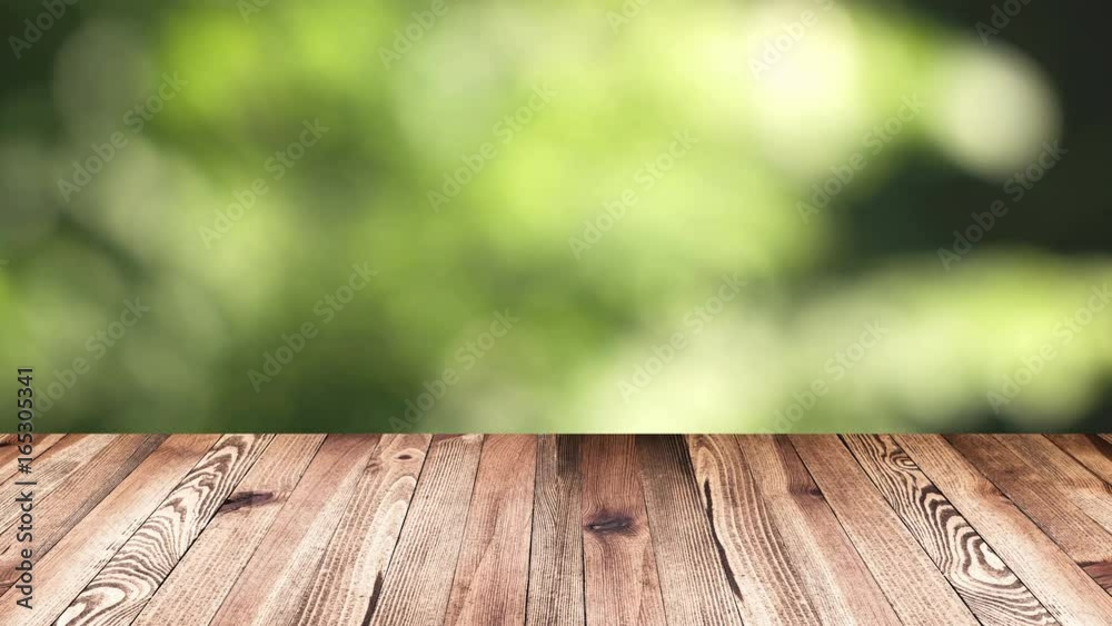 Perspective wood and bokeh light background. product display template ...