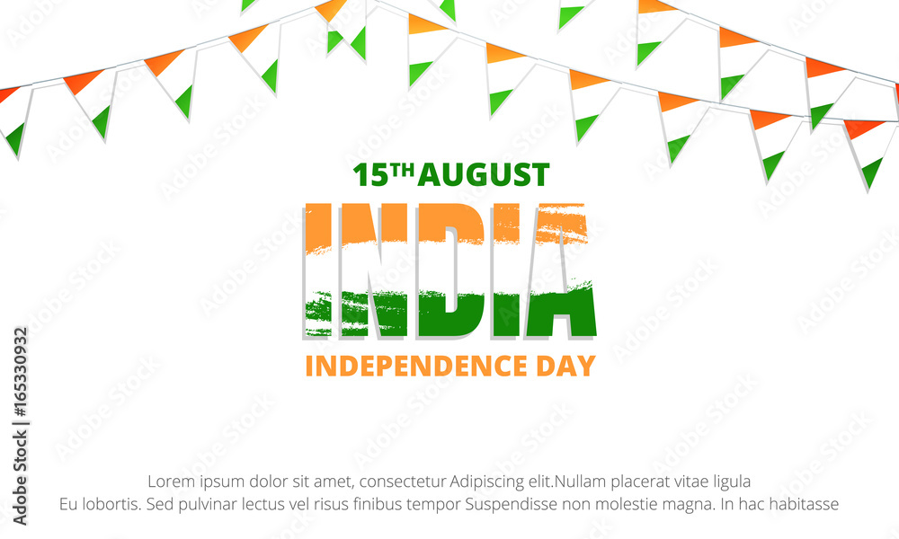 India Independence Day banner. Banner with buntings of India flag and ...