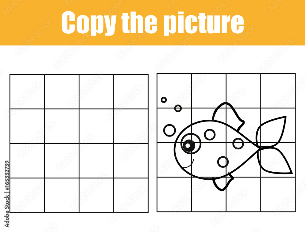 Grid copy worksheet. educational children game. Printable Kids activity ...