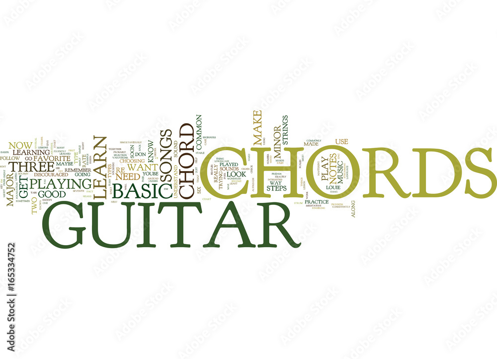 FREE LESSON ON BASIC GUITAR CHORDS Text Background Word Cloud Concept ...