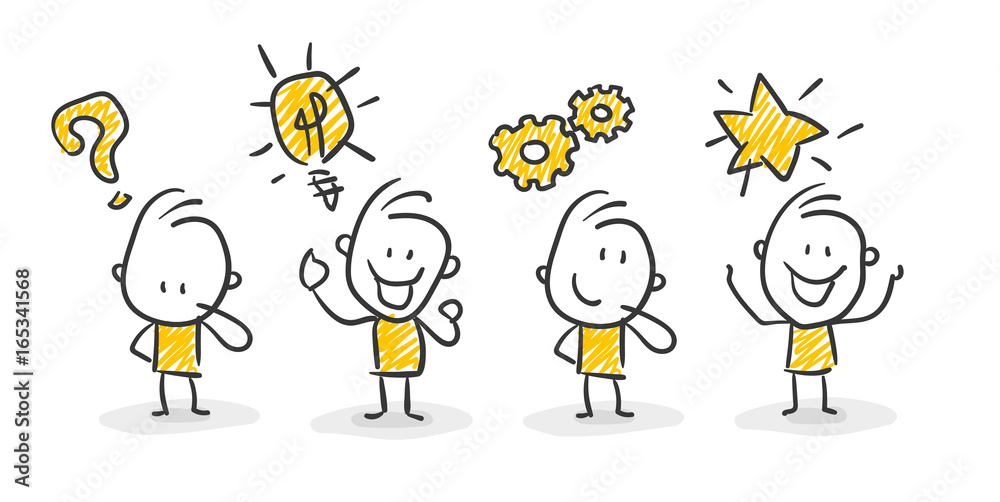 Vektorová grafika „Strichfiguren / Strichmännchen: Business, Strategie ...