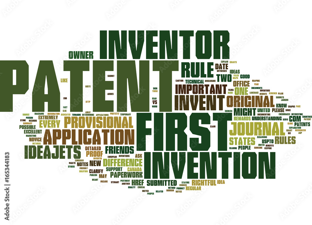 FIRST TO INVENT VS FIRST TO PATENT Text Background Word Cloud Concept ...