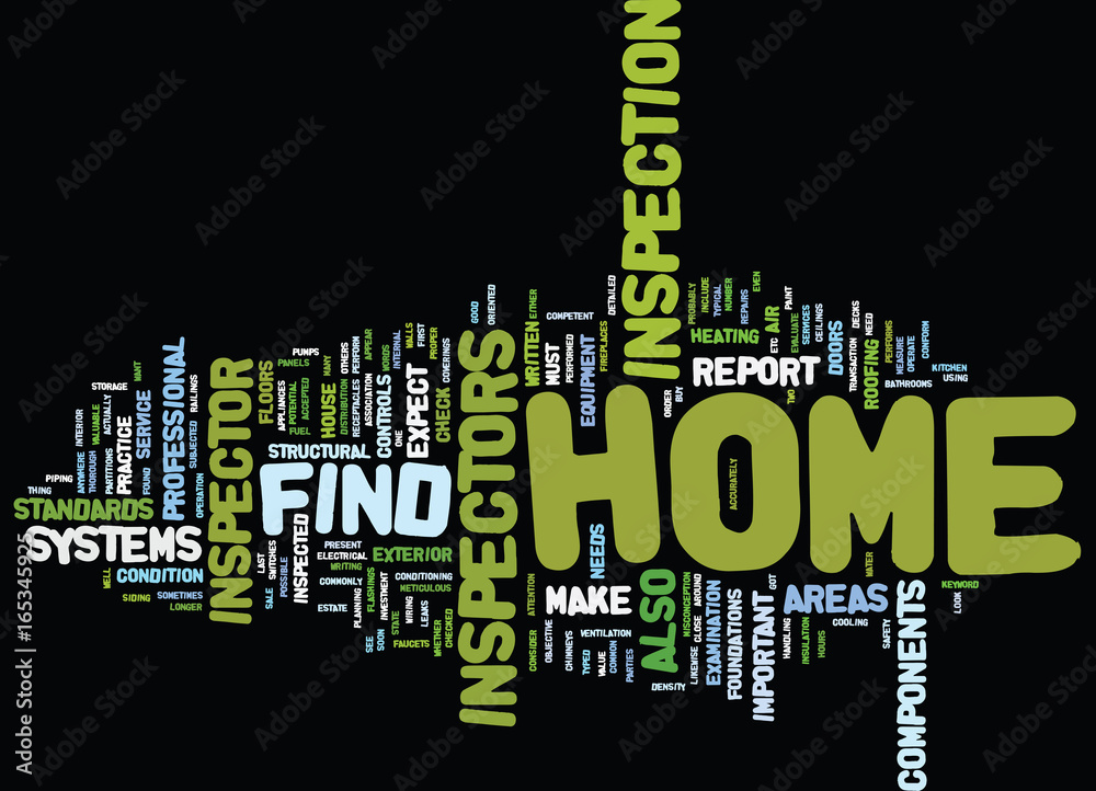 FIND HOME INSPECTOR Text Background Word Cloud Concept Stock Vector ...