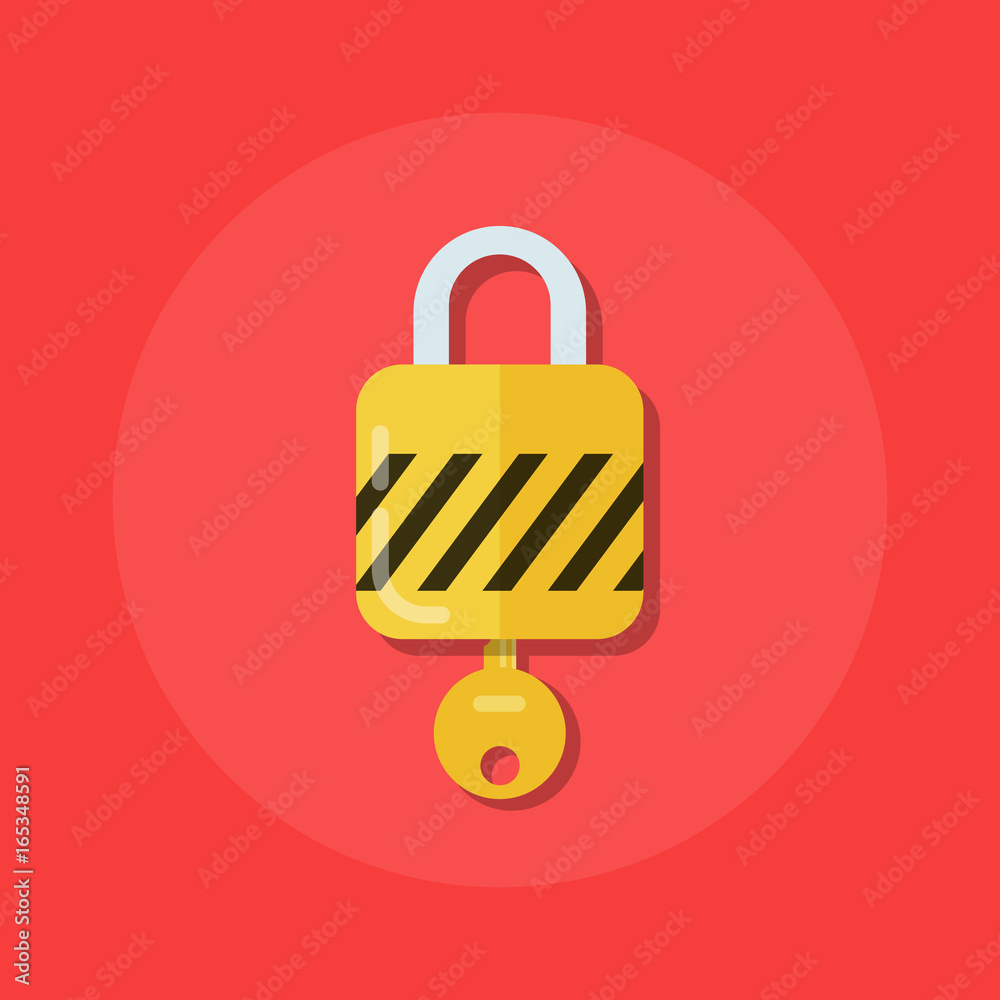 Identity or logon icon. Padlock with a key in a flat style. The process ...