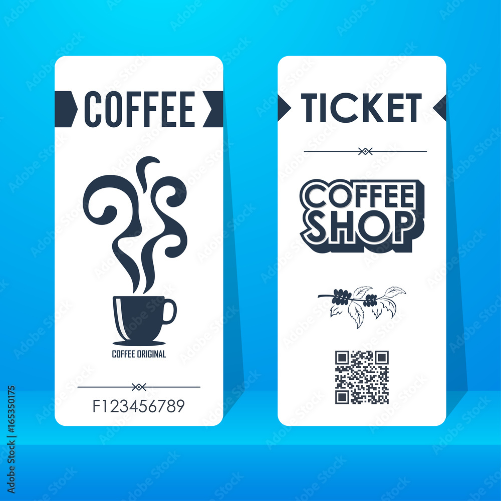 Coffee shop ticket. Element template vintage vertical for graphics ...