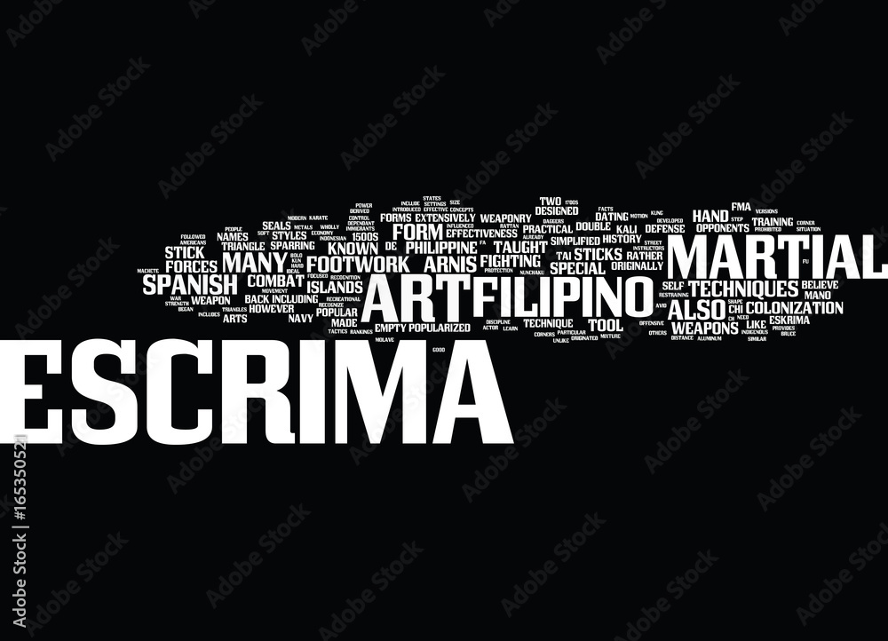 ESCRIMA THE FILIPINO MARTIAL ART Text Background Word Cloud Concept ...