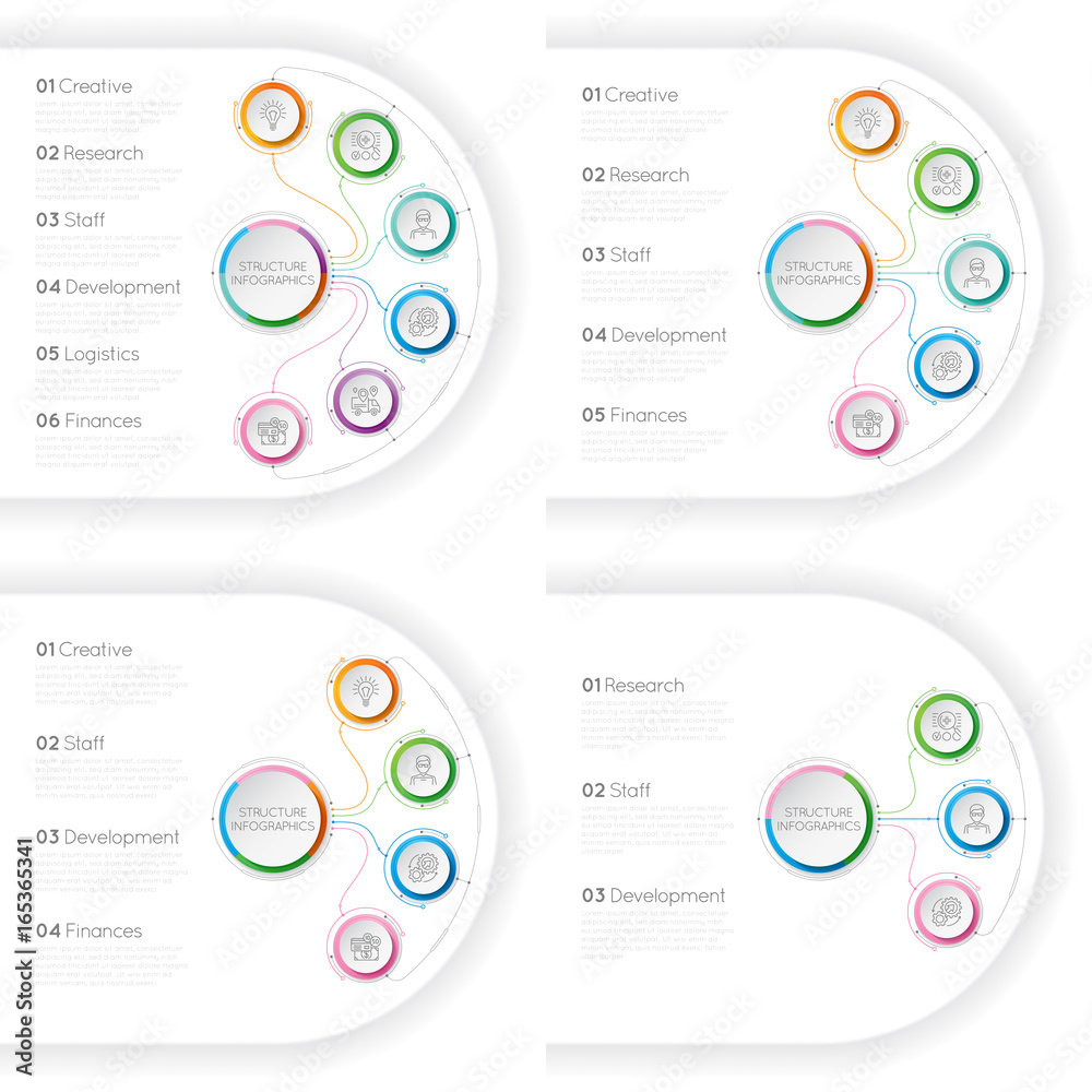 Infographics template with a structure elements of business orga Stock ...