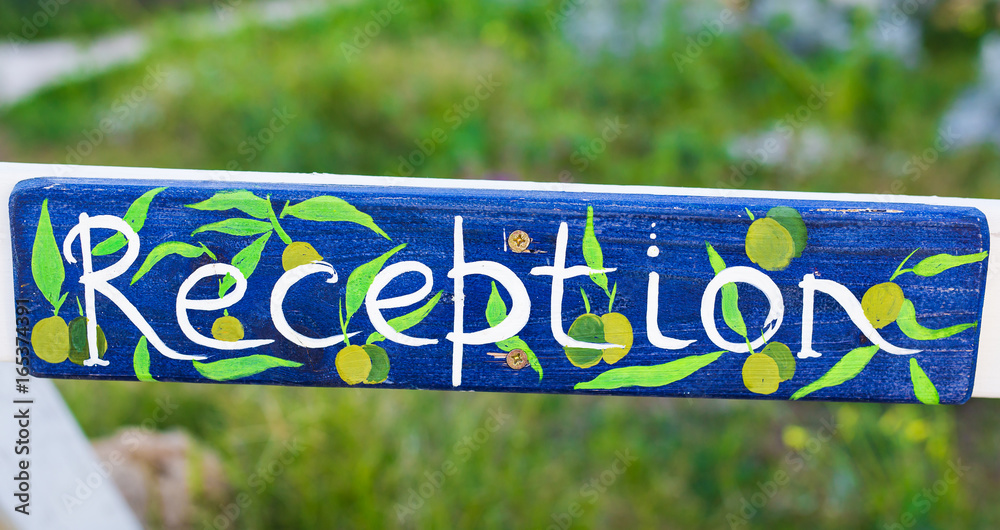 Reception sign at a hotel. Stock Photo | Adobe Stock