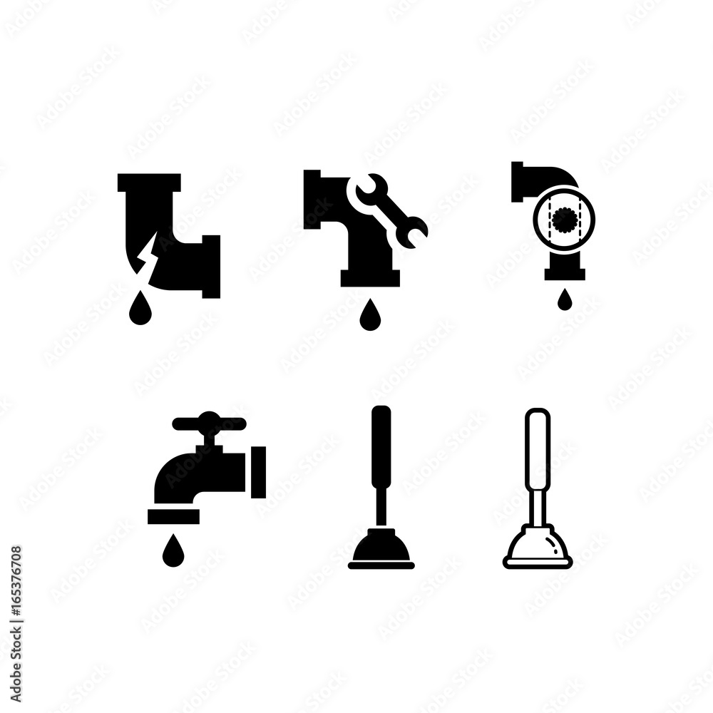 Plumbing icon set Stock Vector | Adobe Stock