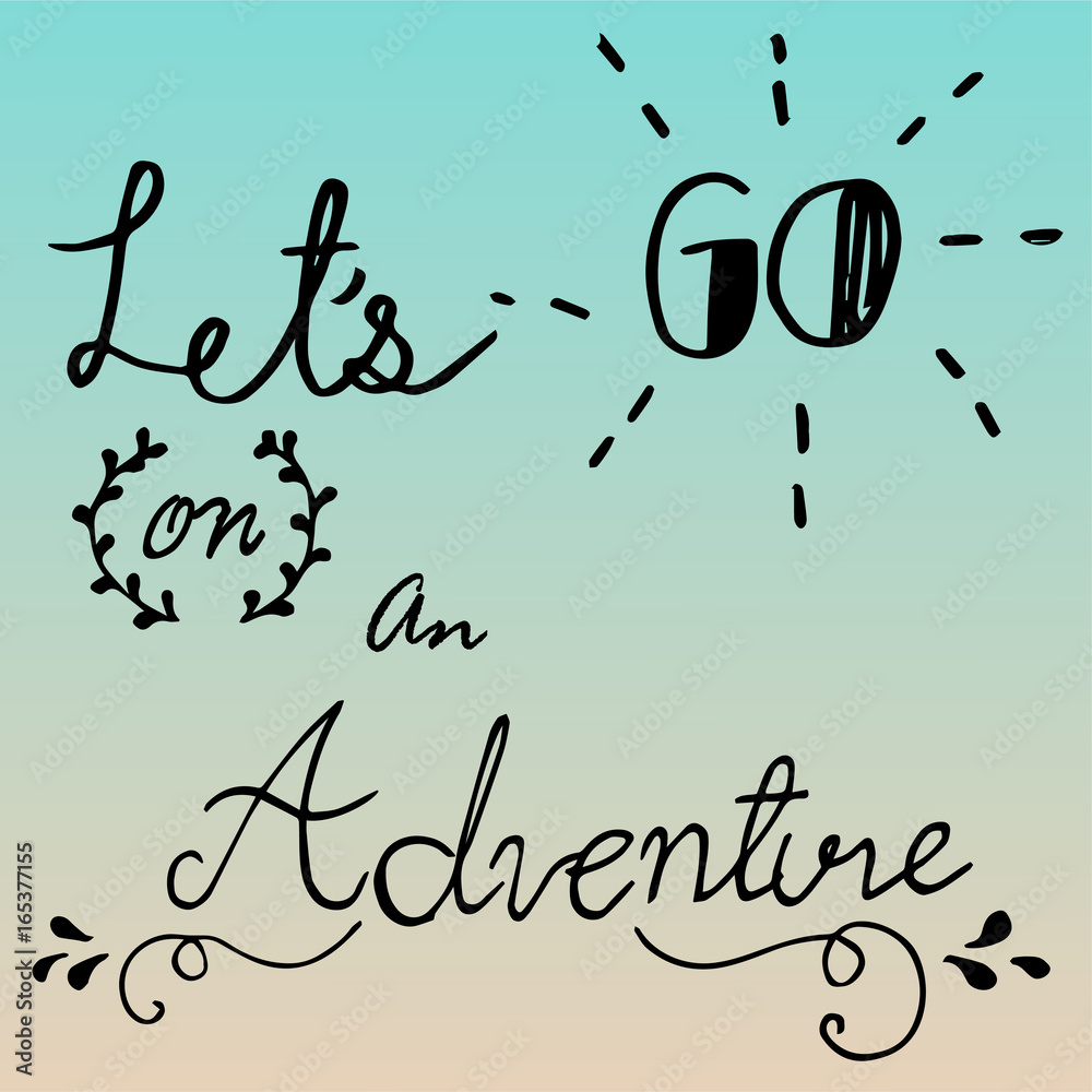 Hand drawn lettering of adventure, Typography banner, text lettering ...